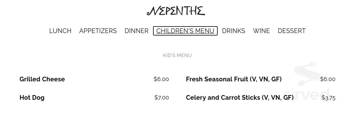 Nepenthe menu in Big Sur, California, USA