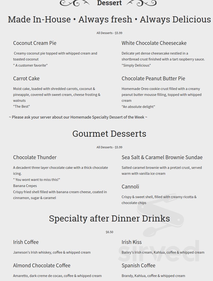 Menu for Vona's in Oswego, NY | Sirved