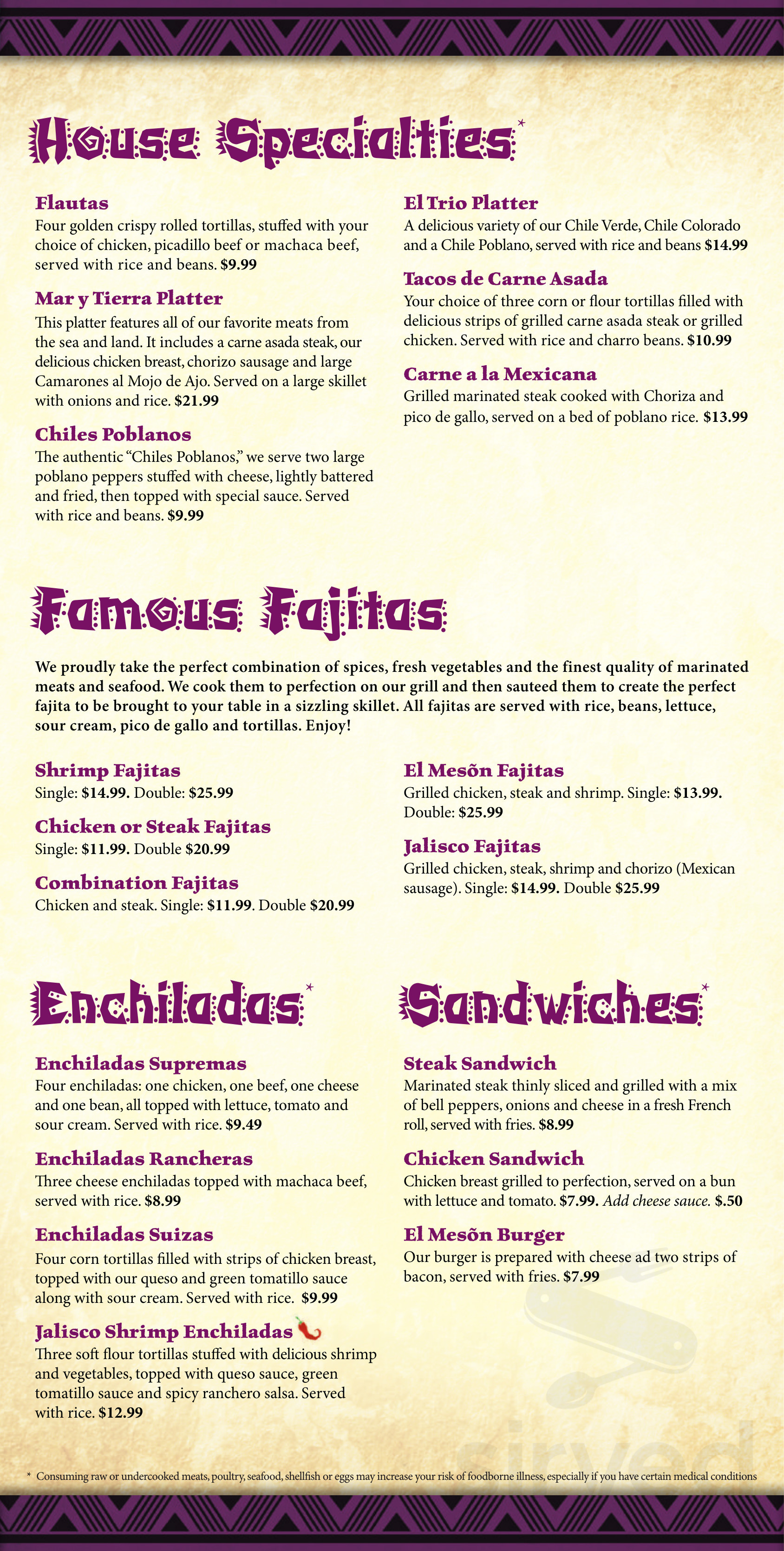 Menu - Chattanooga TN's El Meson at Northgate | Sirved