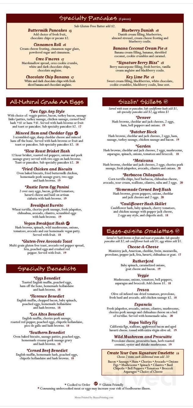 Wildberry Pancakes and Cafe menu in Chicago, Illinois, USA