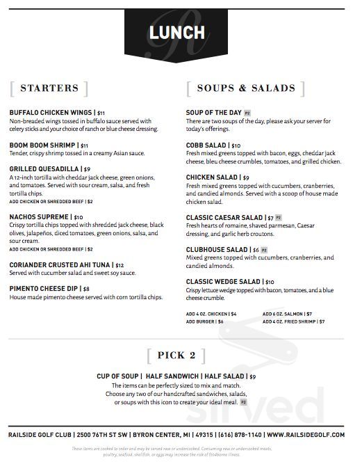 Railside menus in Byron Center, Michigan, United States