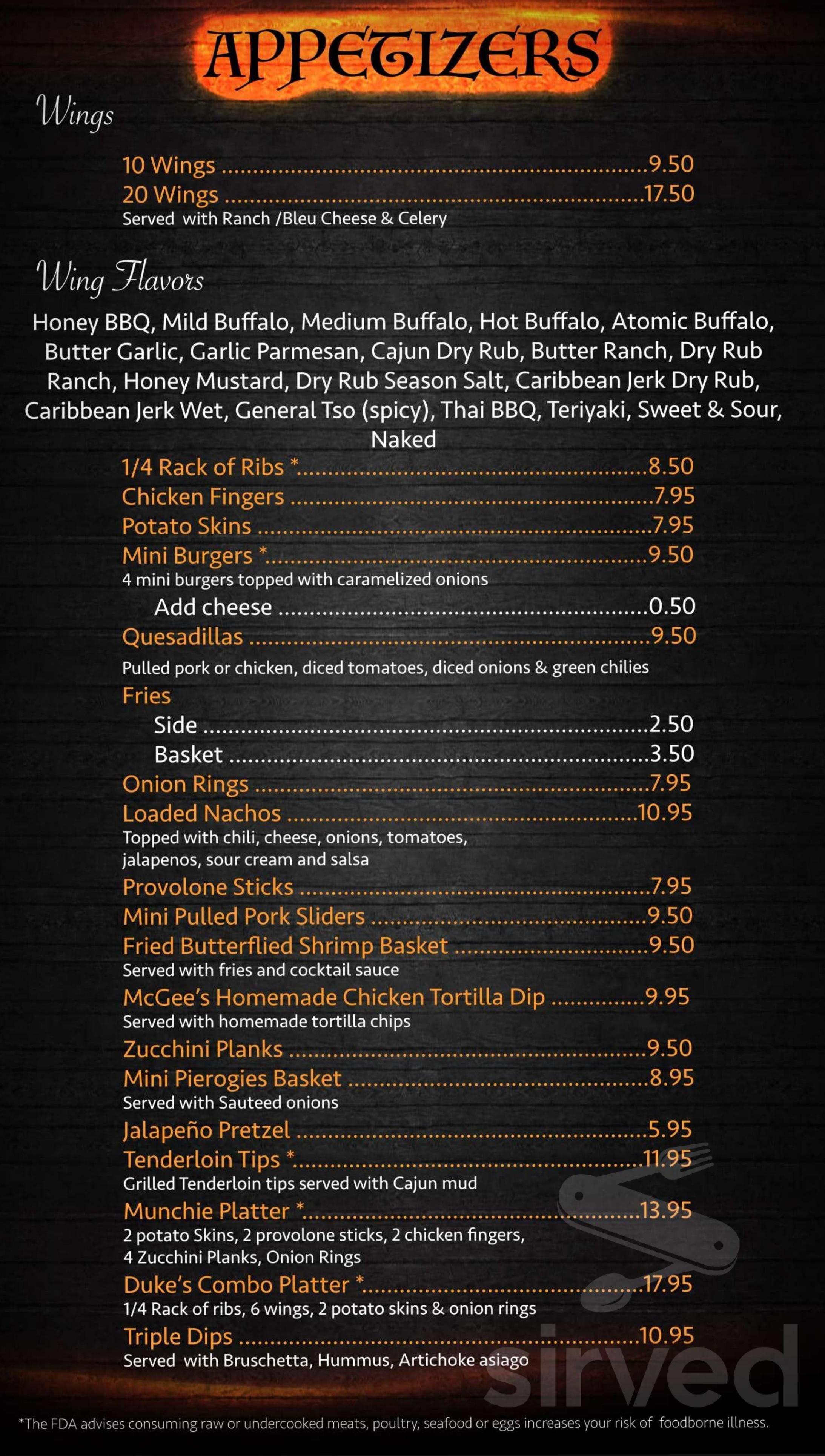 Duke's Rib House & Grille menu in Pittsburgh, Pennsylvania, USA