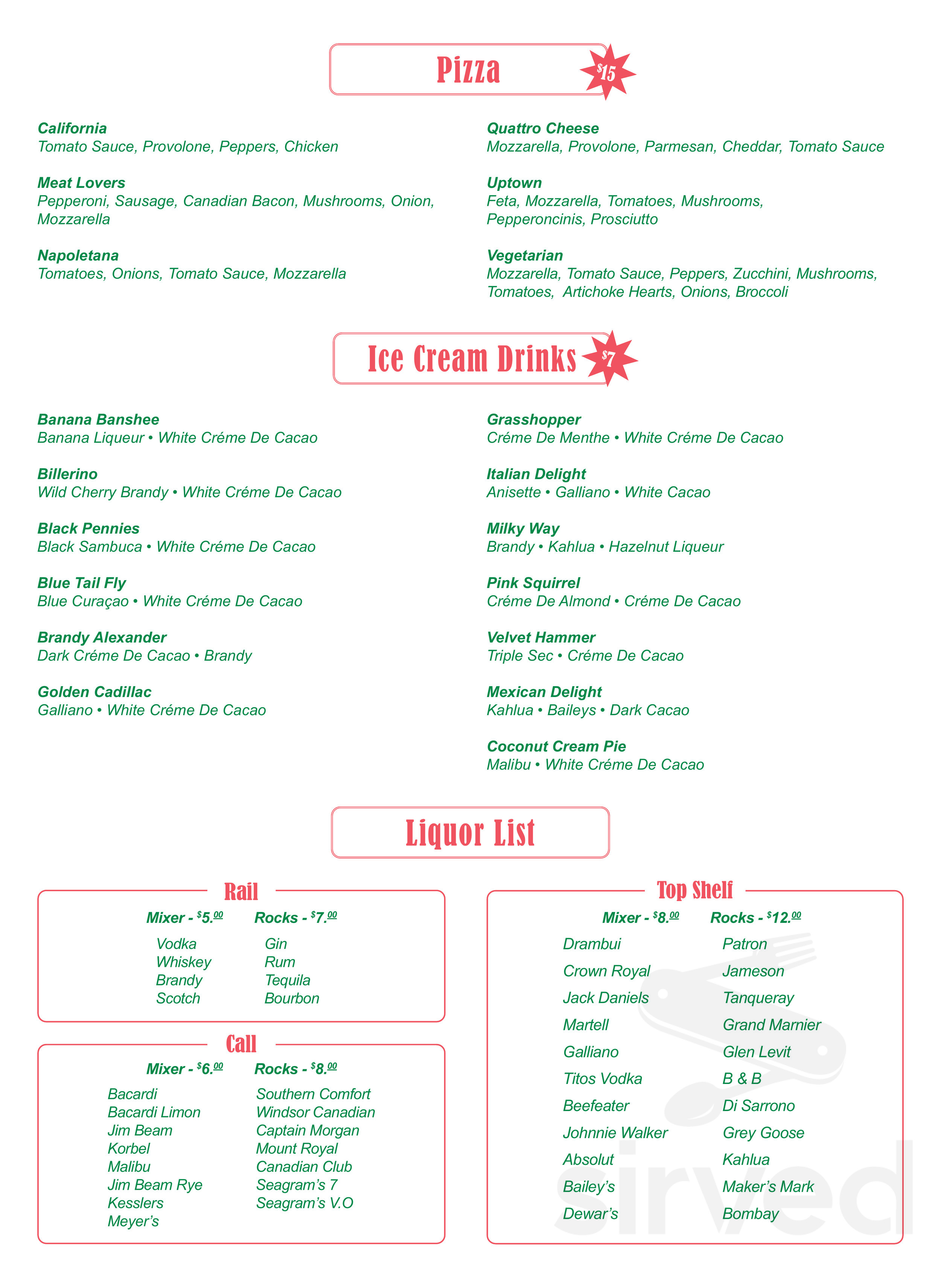 Victoria's Italian Cuisine menu in Appleton, Wisconsin, USA