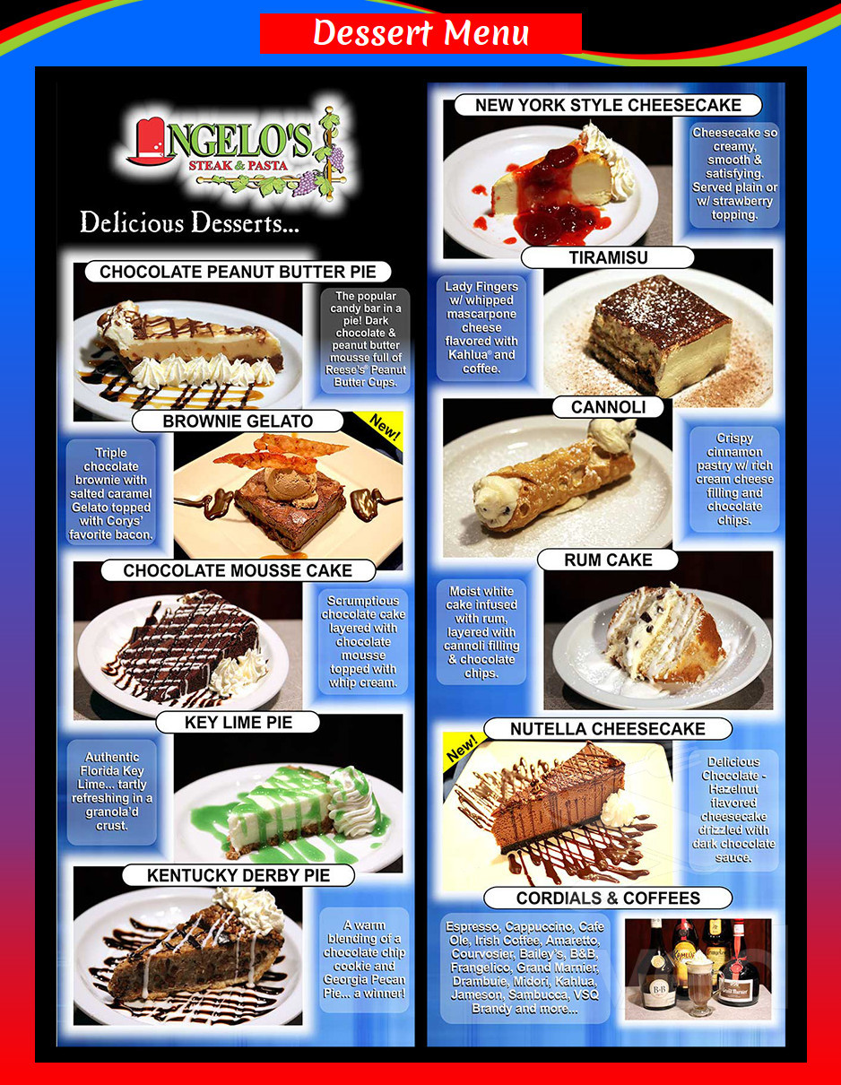 Menu for Angelo's Steak and Pasta in Myrtle Beach, SC | Sirved