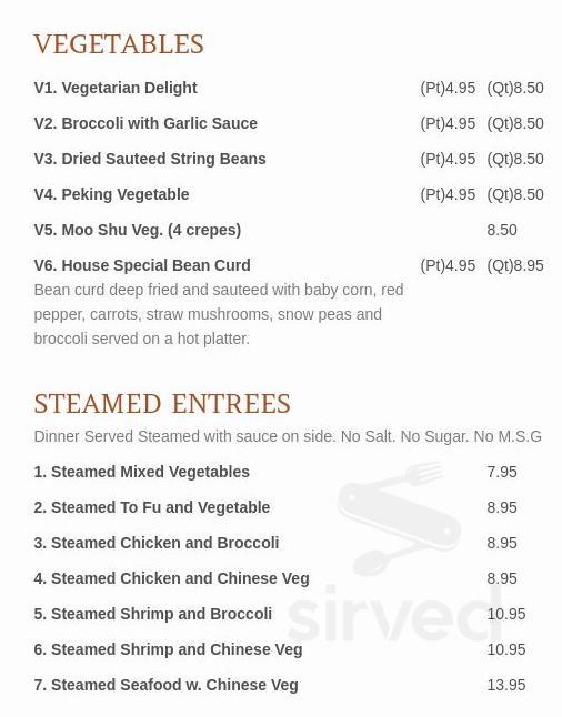 Menu - Butler PA's China Gourmet | Sirved