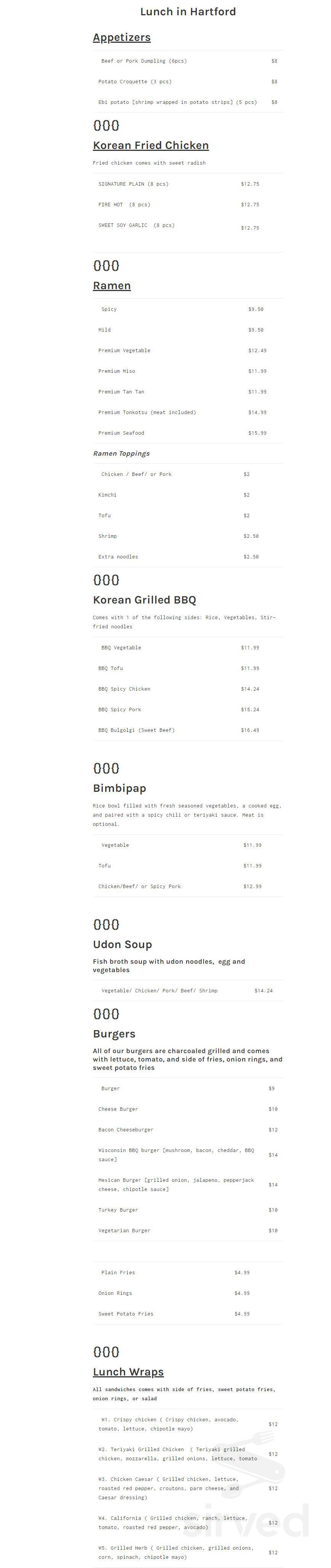 Sunberry Cafe & Catering menu in Hartford, Connecticut, USA