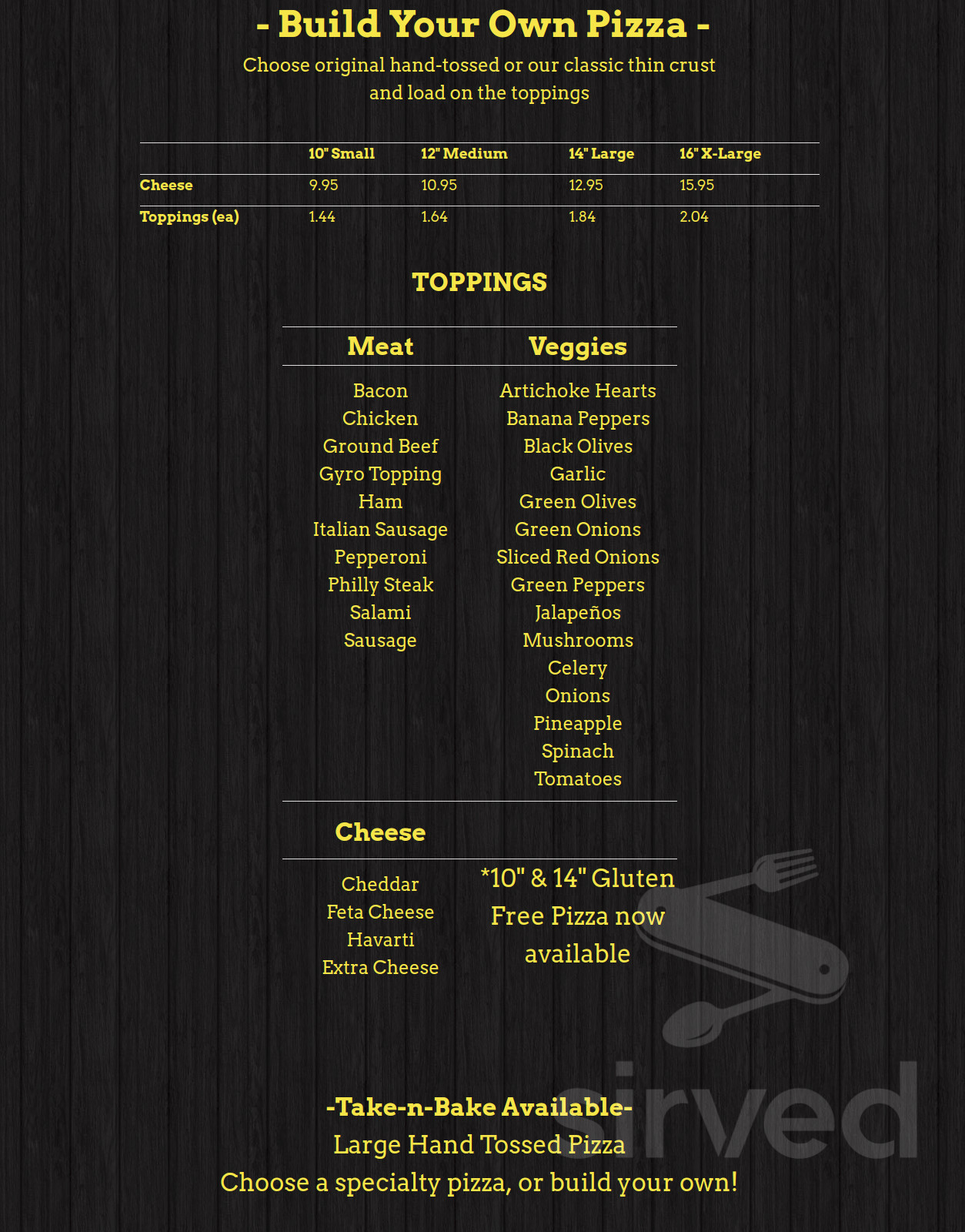 JimBob's Pizza and Grill menus in Chippewa Falls, Wisconsin, United States