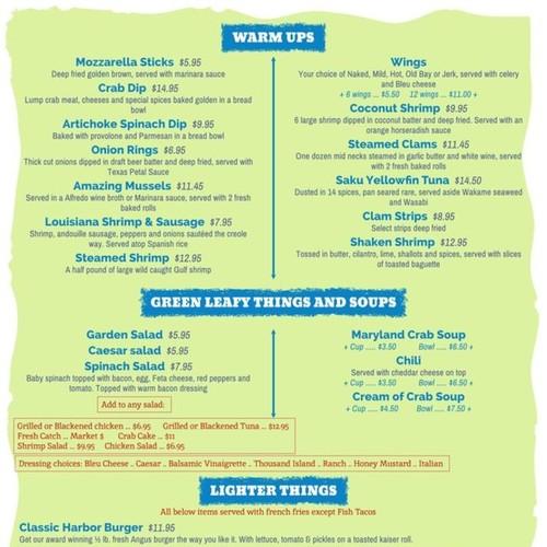 Harbor Shack menu in Rock Hall, Maryland, USA