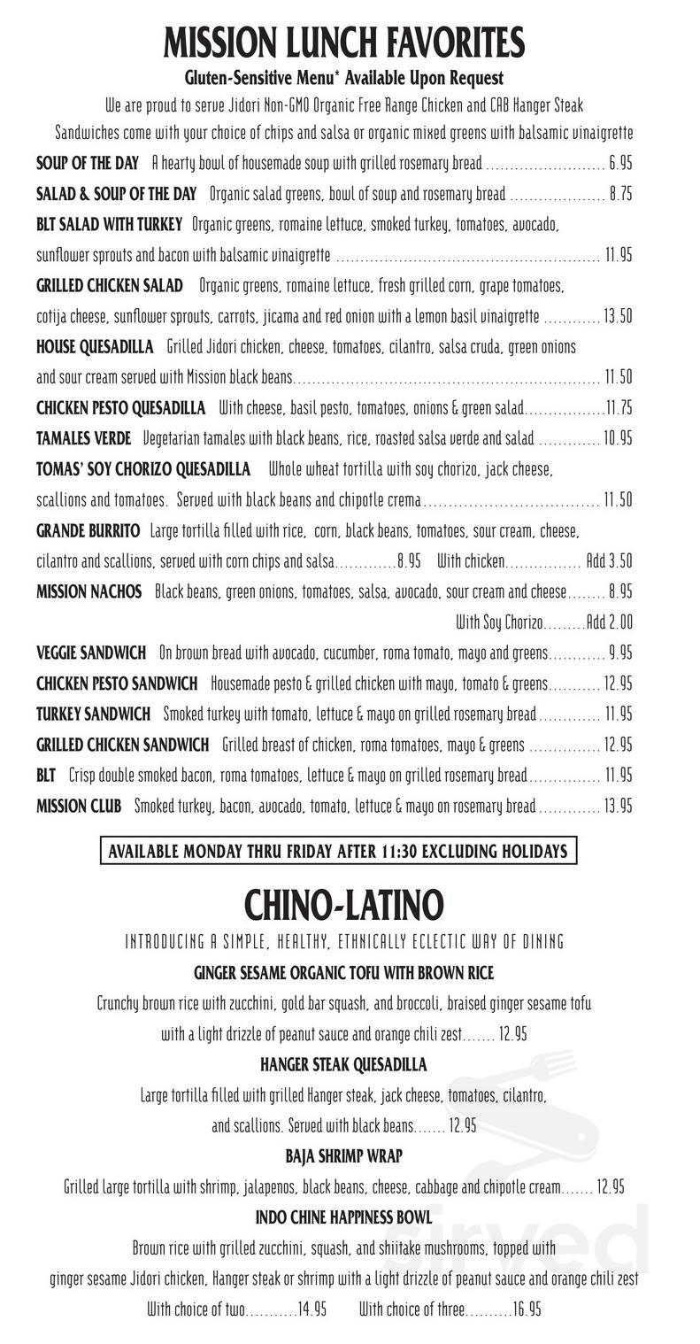 The Mission menus in San Diego, California, United States