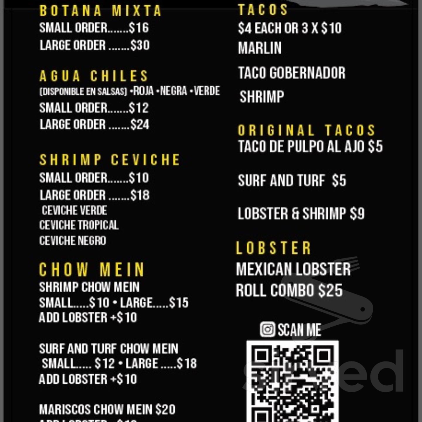 Cheladas La Resaca ®️ menu in Long Beach, California, USA