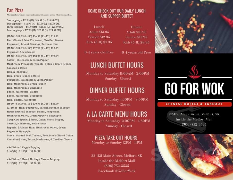 Go For Wok menu in Melfort, Saskatchewan, Canada