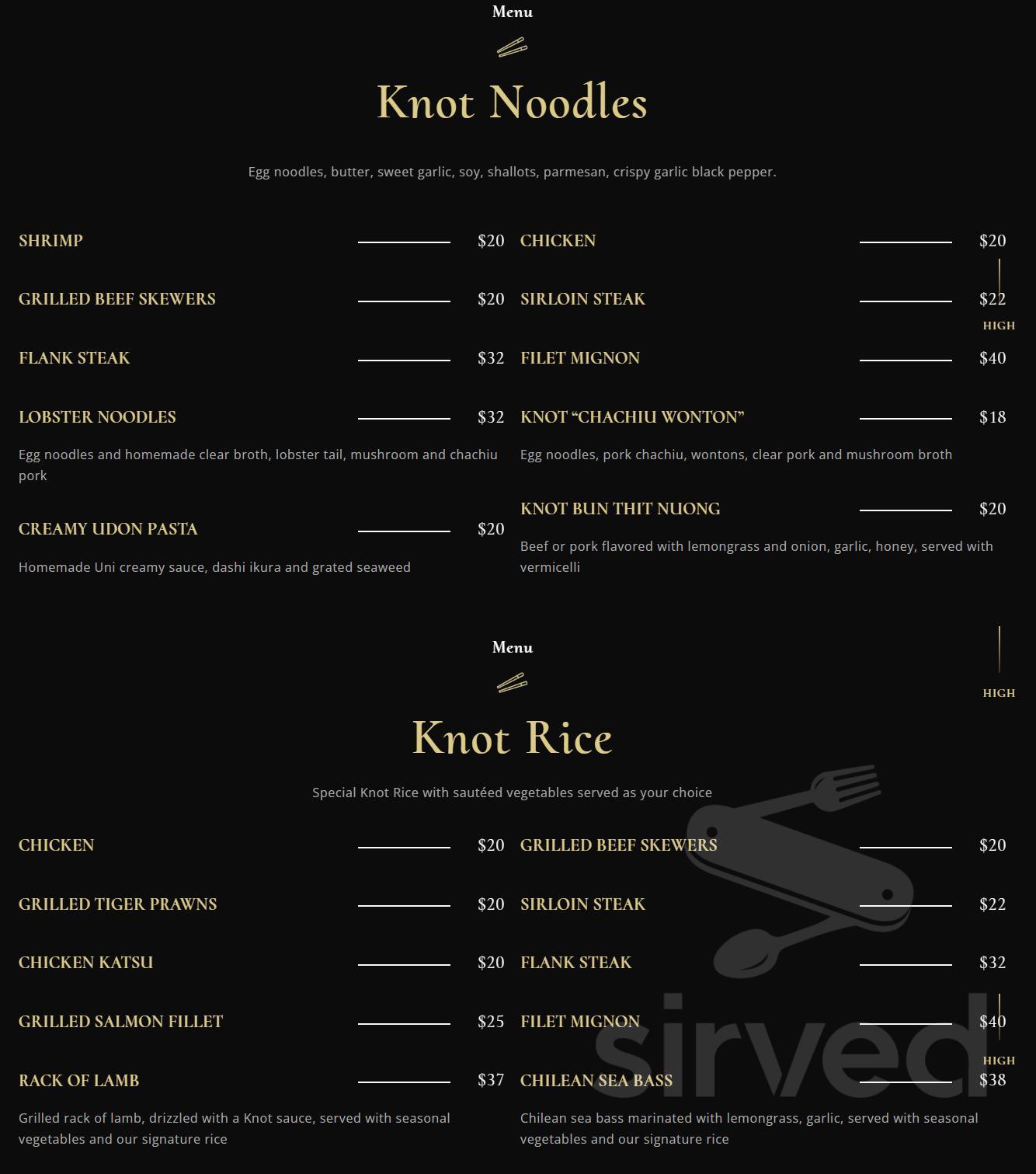 Knot d'Asie menu in Vaudreuil-Dorion, Quebec J7V 9R2, Canada