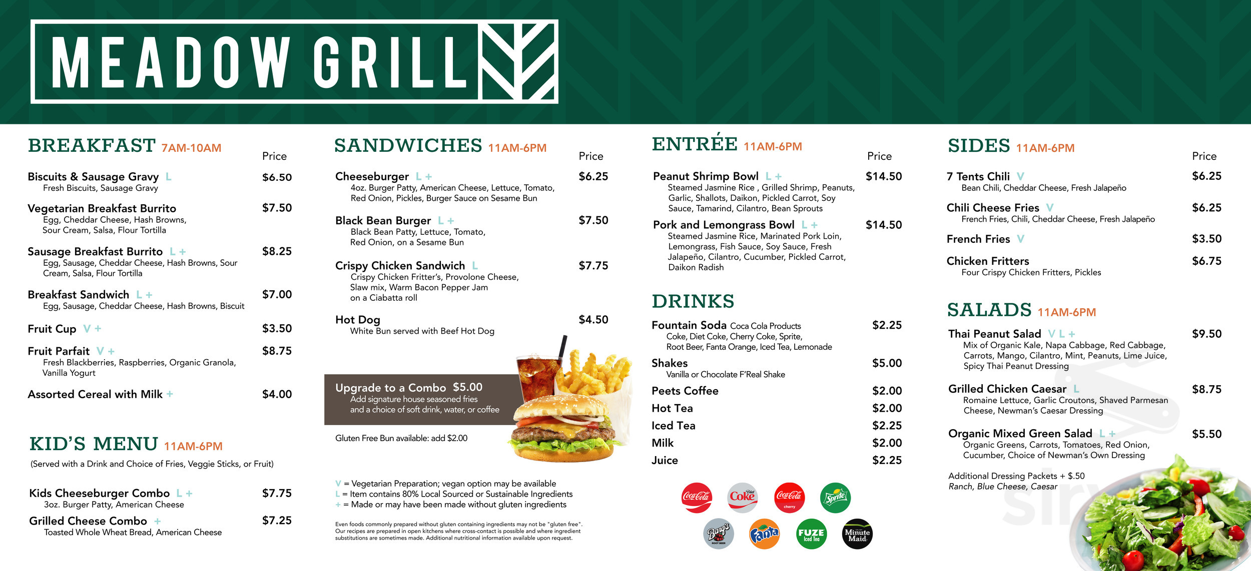 Meadow Grill menu in Yosemite Valley, California, USA