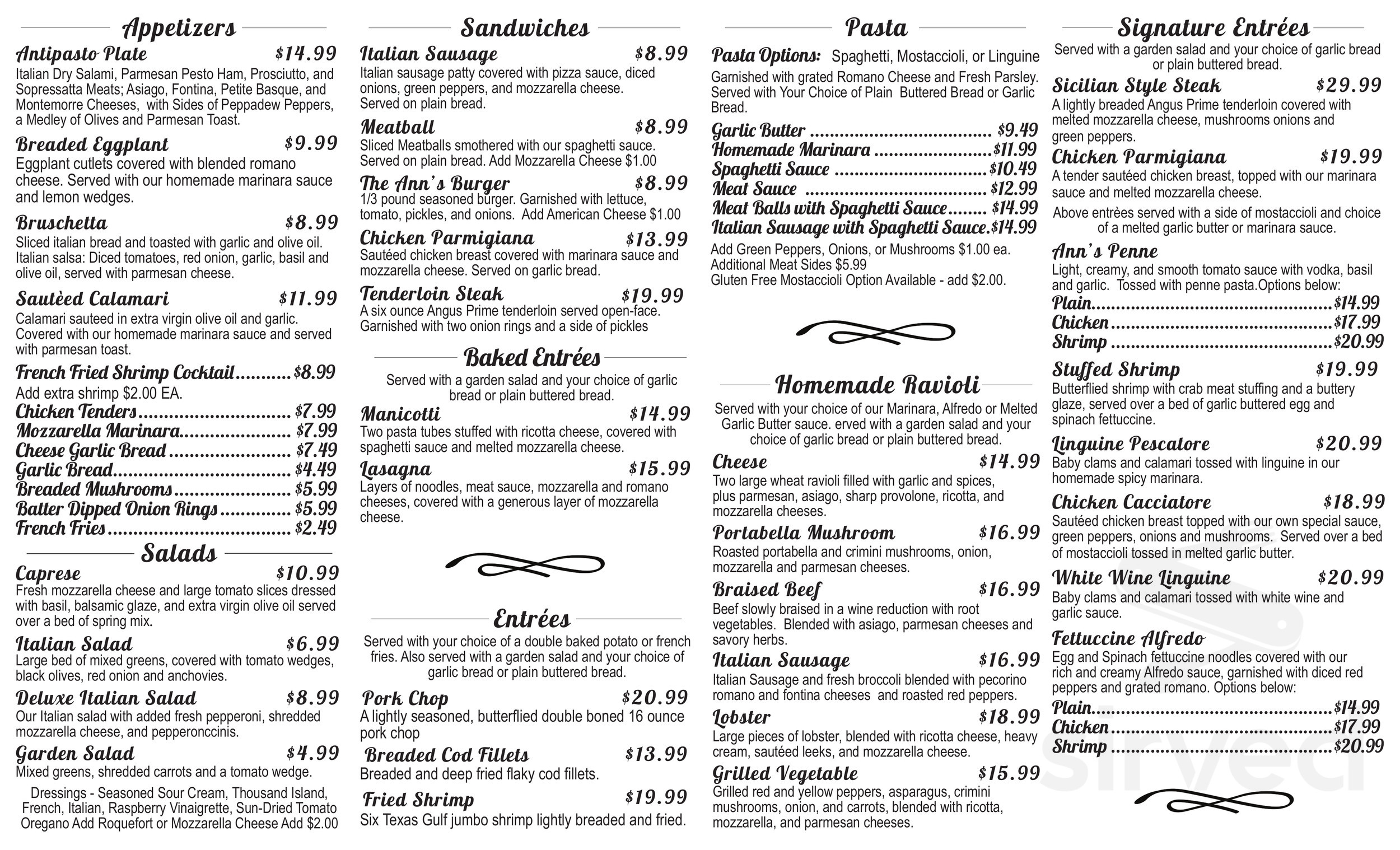 Ann's Italian Restaurant menus in Hales Corners, Wisconsin, United States