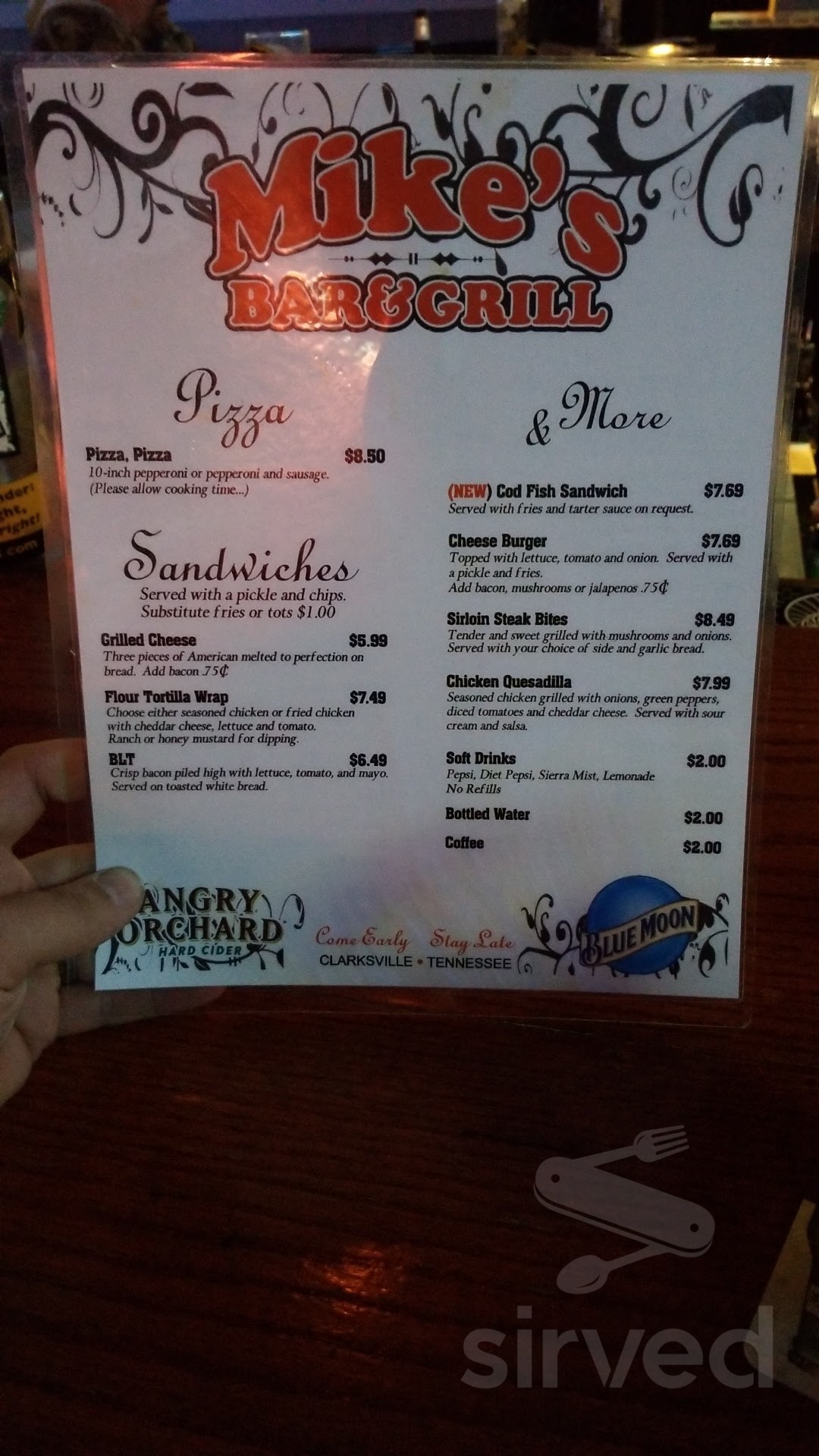 Mikes Bar & Grill menu in Clarksville, Tennessee, USA