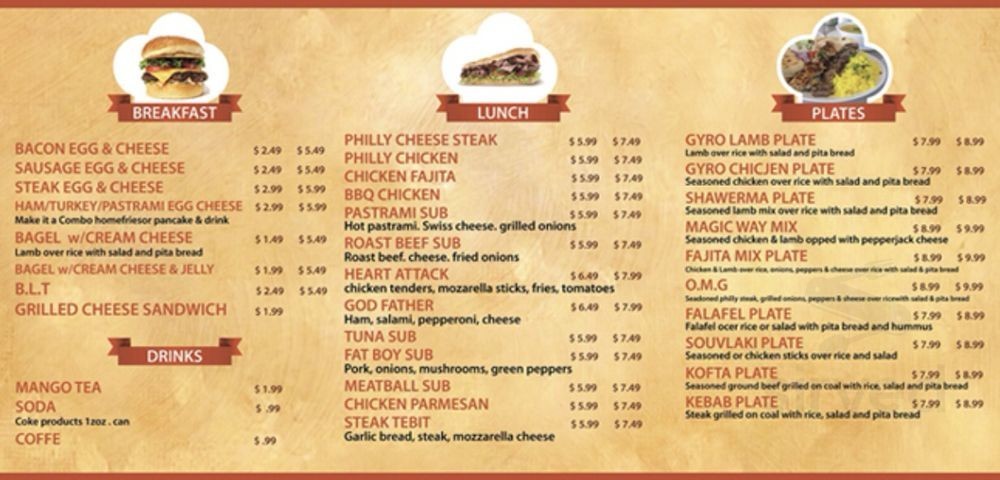Magic Way Steak & Gyro menu in Antioch, Tennessee, USA