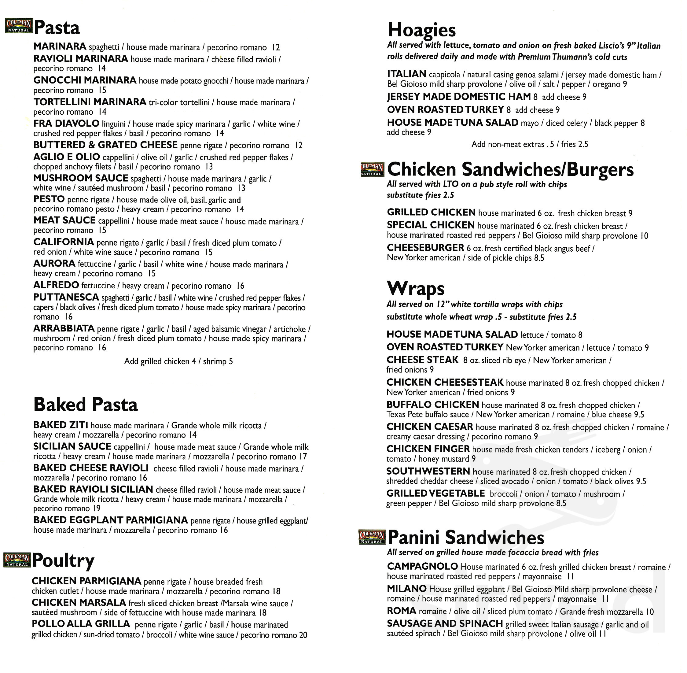 Menu - Ocean City NJ's Randazzo Pizzeria & Family Restaurant | Sirved