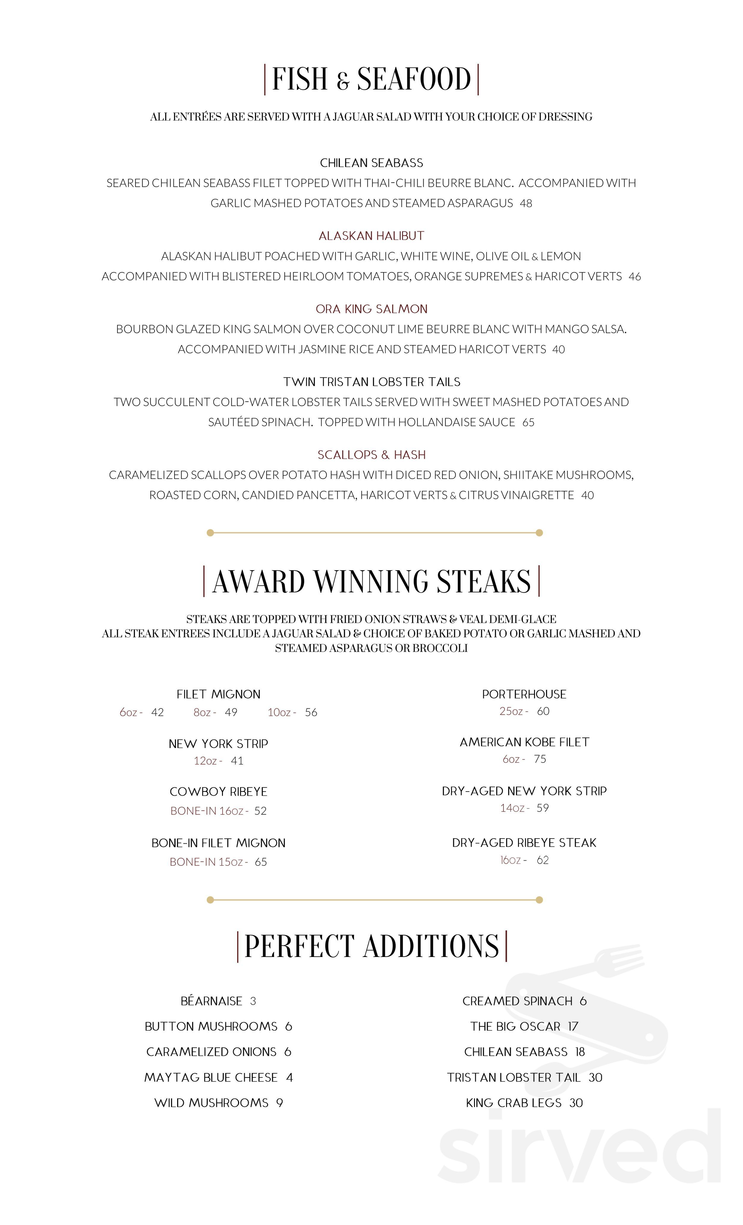 Jag's Steak & Seafood menu in West Chester Township, Ohio, USA