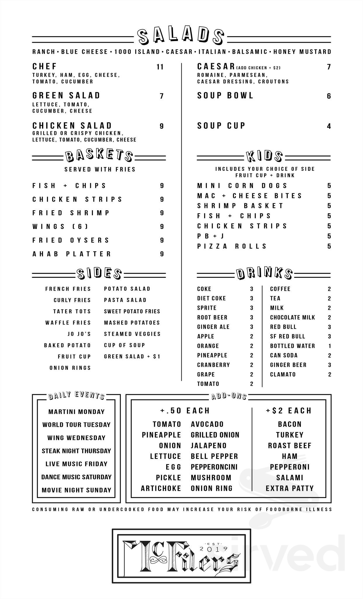 McFiler's menus in Chehalis, Washington, United States