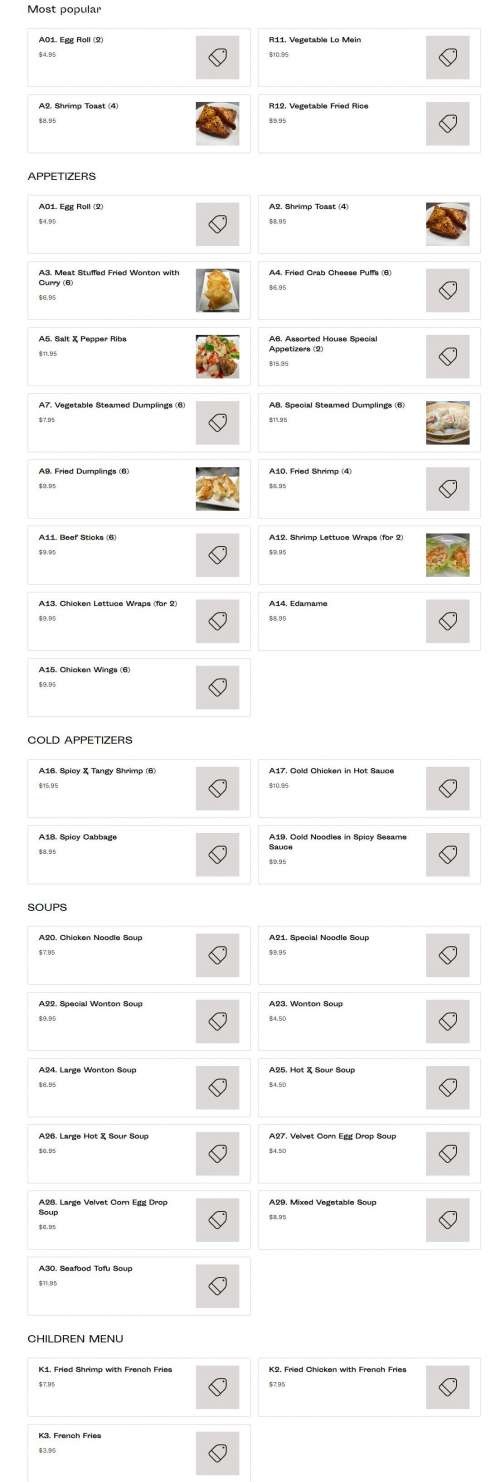 Chef Chan's the Original menu in The Woodlands, Texas, USA