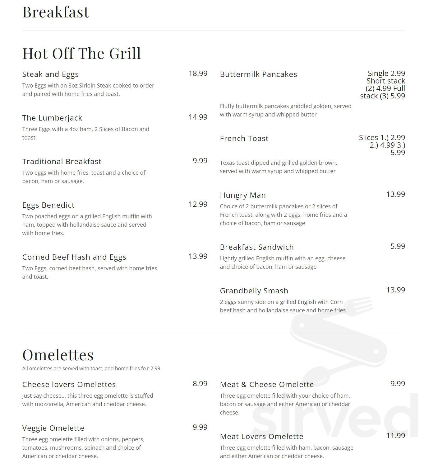 Grandbelly's Country Cafe menu in Medway, Maine, USA