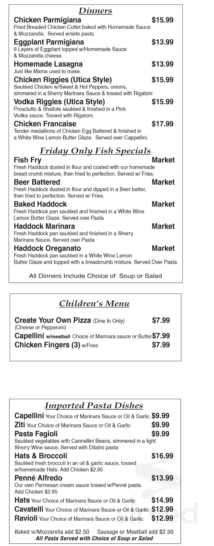Menu - Utica NY's Charlie's Pizza | Sirved