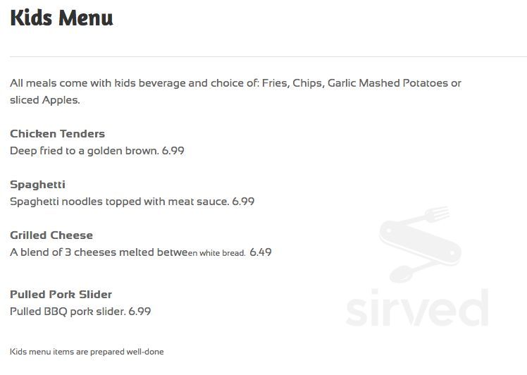 River Rock Bar & Grill menu in Holly, Michigan, USA