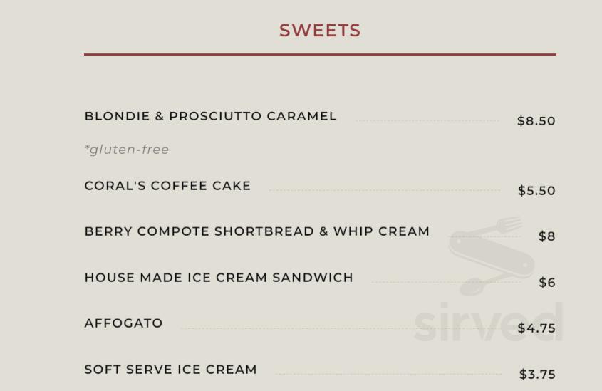 Clyde's Corner menu in Phoenix, Oregon, USA