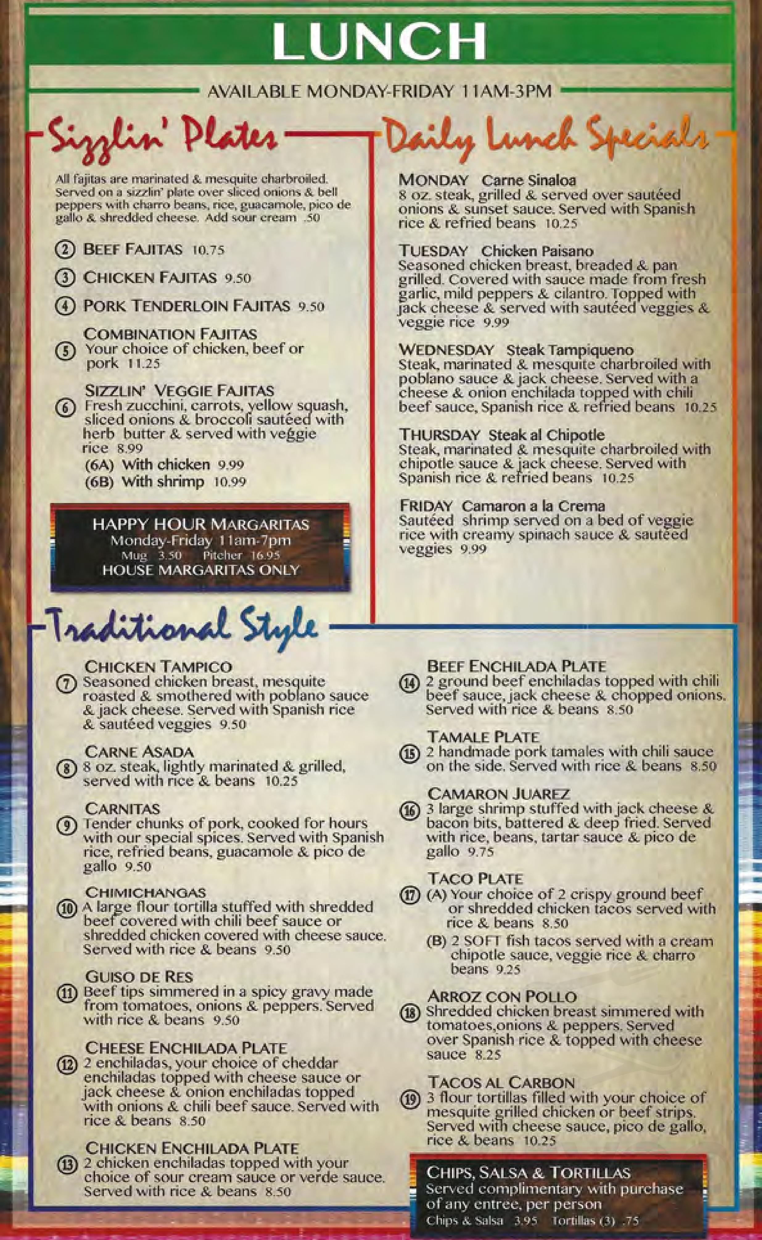 Mercado Juarez Restaurant menu in Arlington, Texas, USA