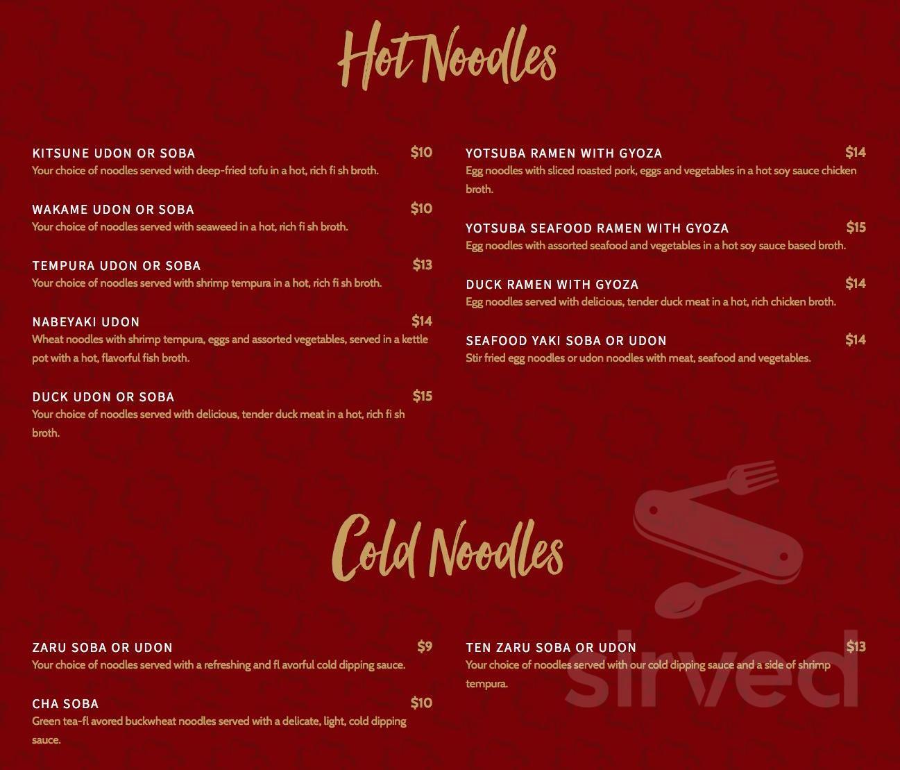 Menu - West Bloomfield Township MI's New Yotsuba Japanese Restaurant ...