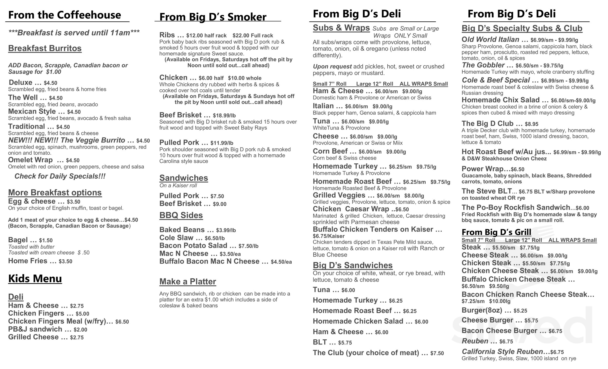 Menu for The Well Coffeehouse and Marketplace in Hockessin, DE | Sirved