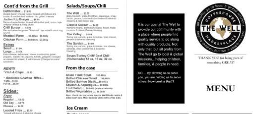 Menu for The Well Coffeehouse and Marketplace in Hockessin, DE | Sirved