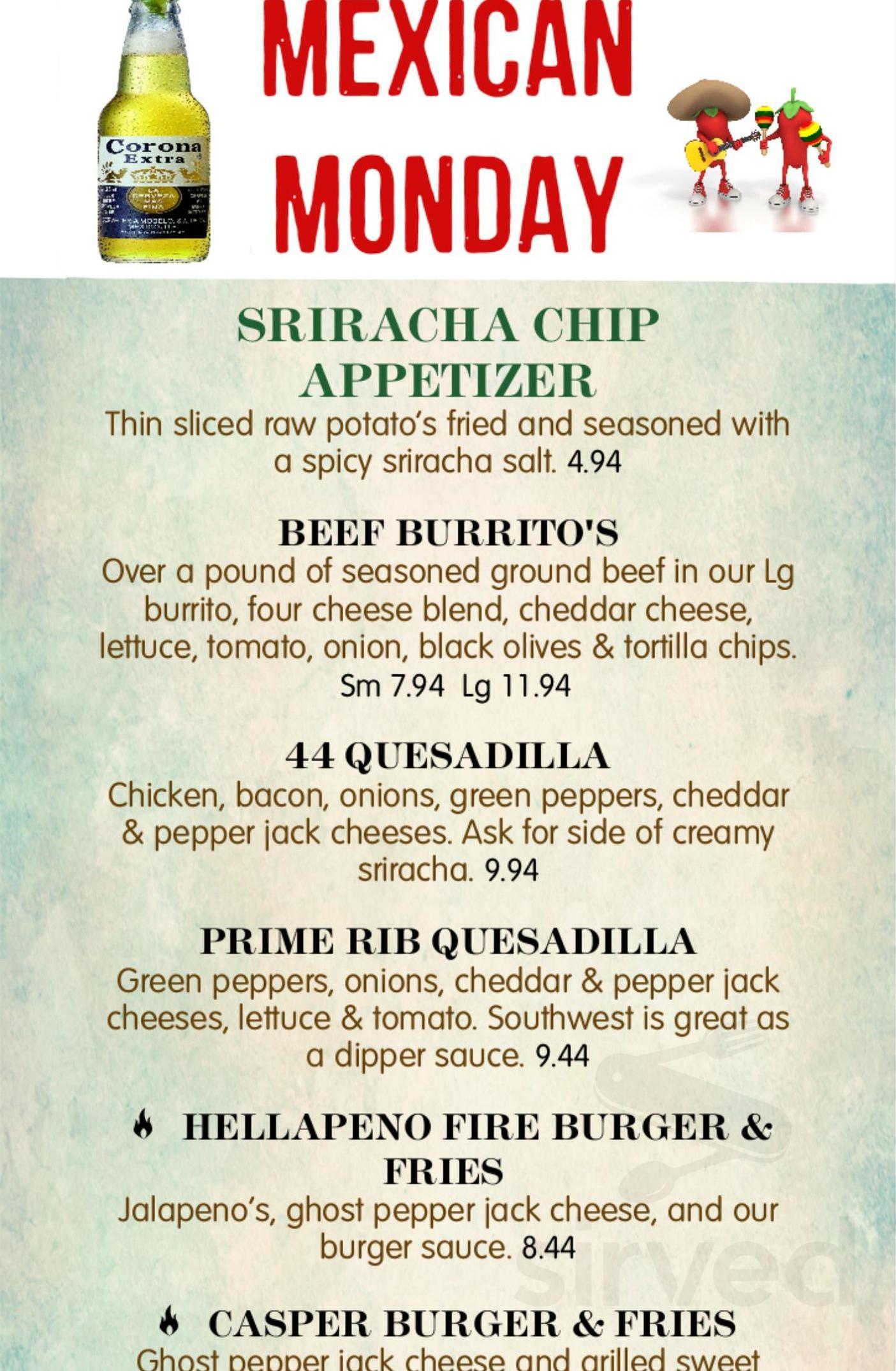 Grille 44 menu in Bear Lake, Michigan, USA