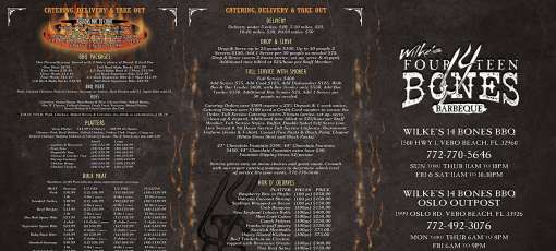 Menu for Wilke's 14 Bones BBQ in Vero Beach, FL | Sirved