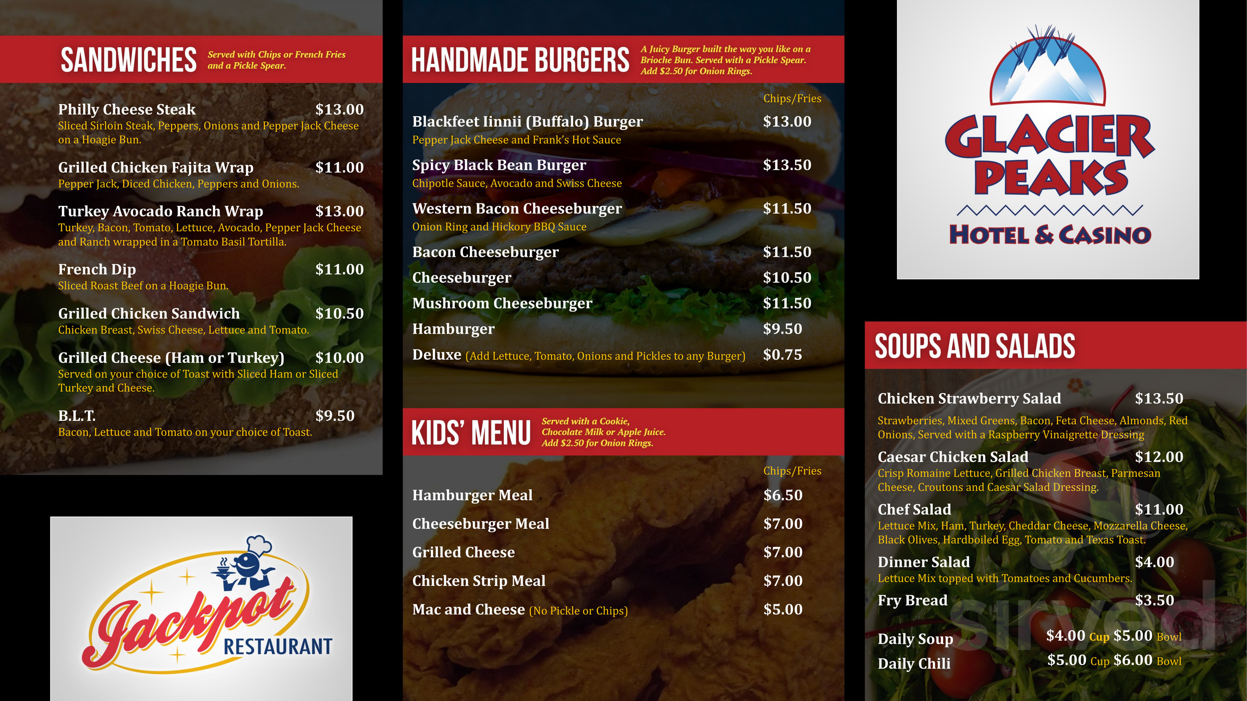 Jackpot Restaurant menu in Browning, Montana, USA