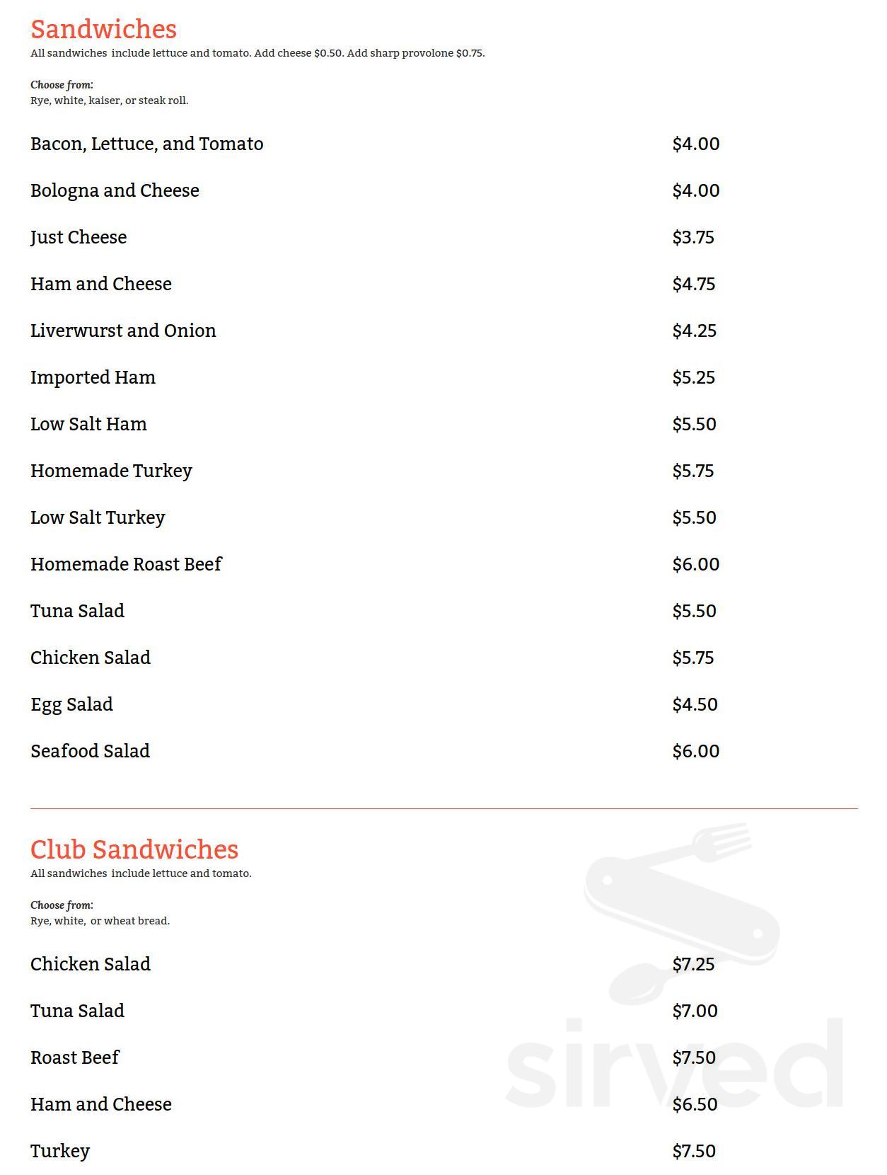 Crown Deli At Pennypack menu in Philadelphia, Pennsylvania, USA