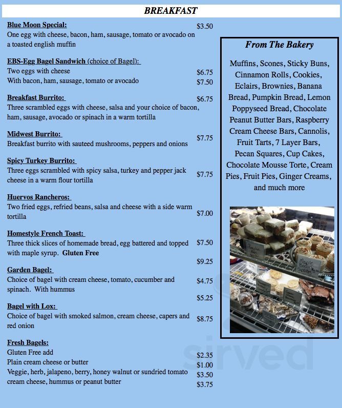 Blue Moon Bakery menu in Silverthorne, Colorado, USA