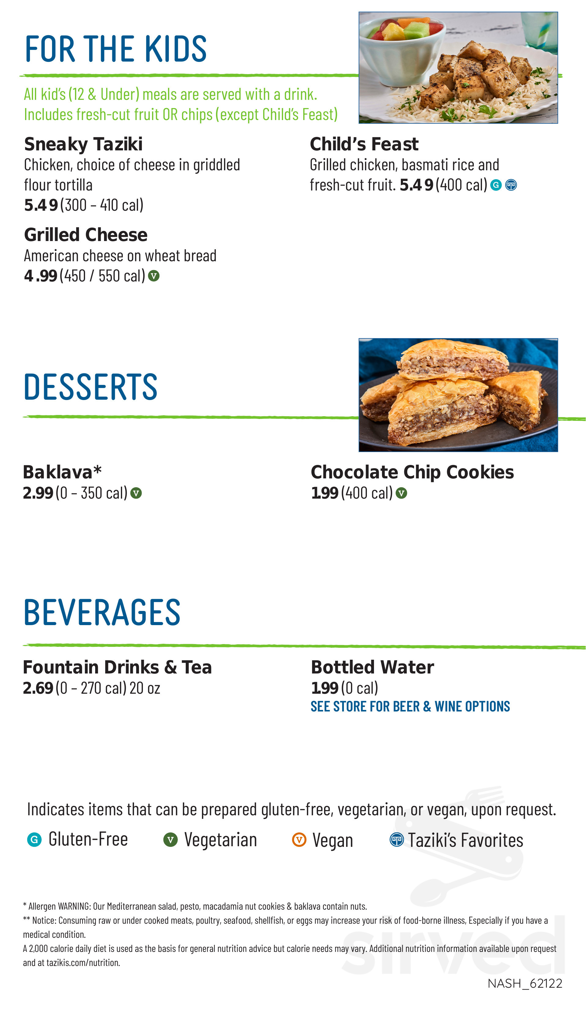 Taziki's Mediterranean Cafe - Hendersonville menu in Hendersonville ...