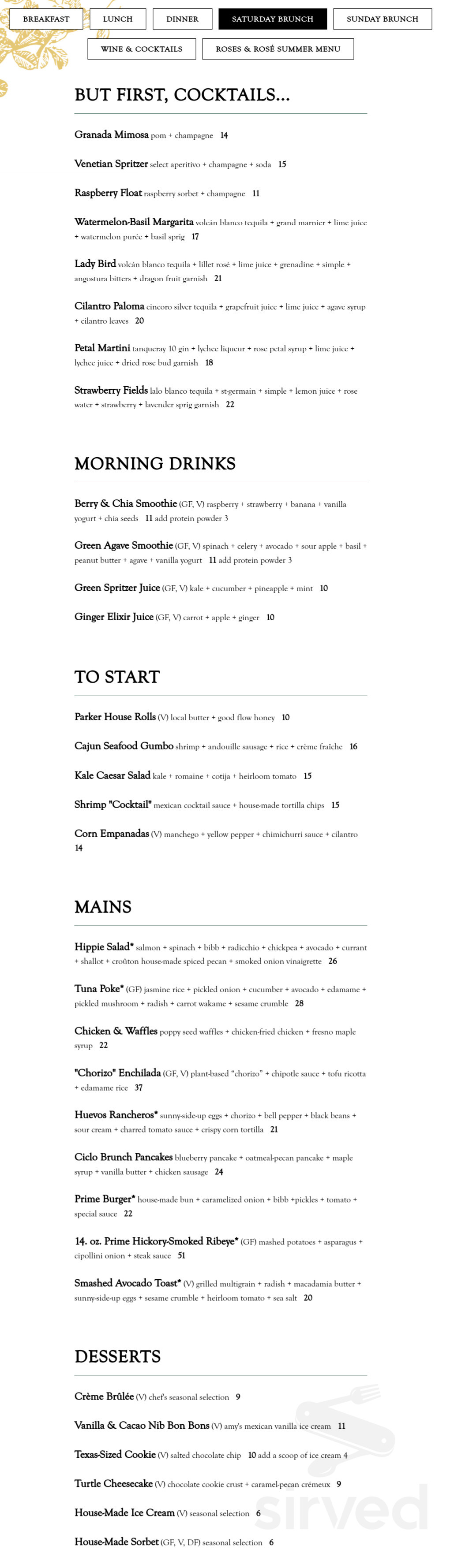Ciclo menu in Austin, Texas, USA