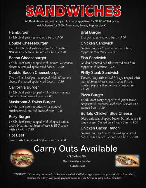 Frickin A Bar & Grill menu in Dorchester, Wisconsin, USA