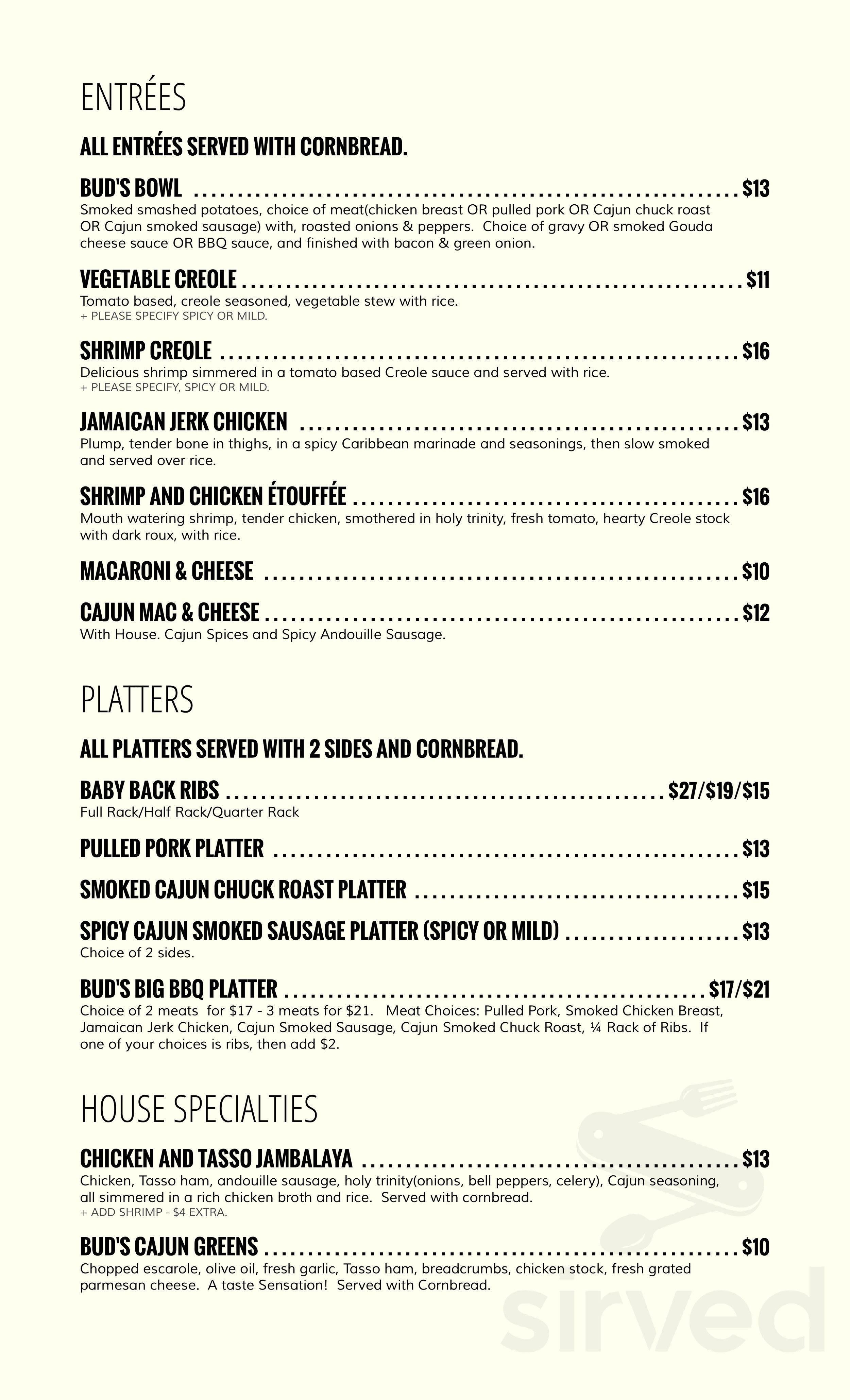 Uncle Bud's Place menus in Prescott, Arizona, United States