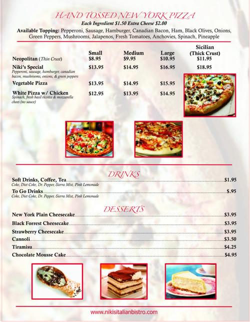 Niki's Italian Bistro III menu in Murphy, Texas, USA