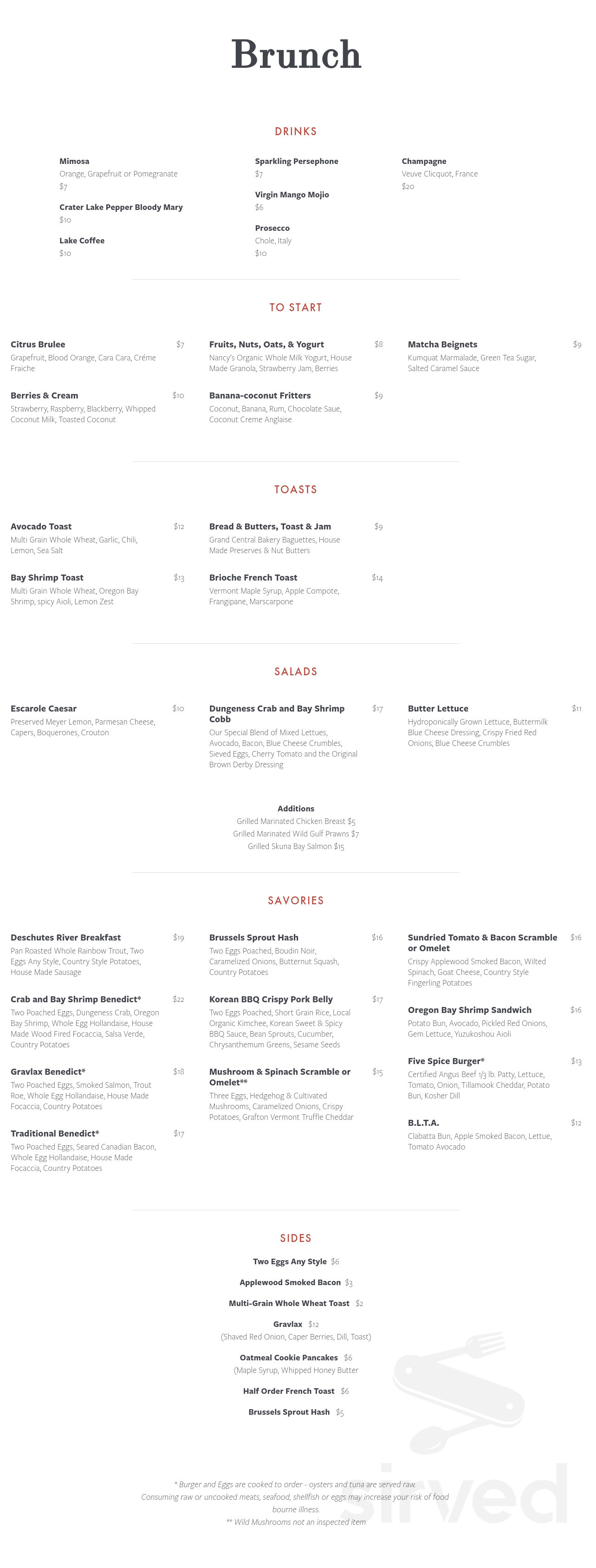 Five Spice Seafood + Wine Bar menu in Lake Oswego, Oregon, USA