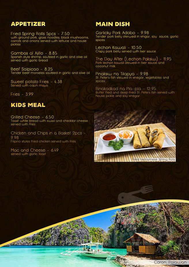 Bistro Filipino Prince Albert menu in Prince Albert, Saskatchewan, Canada