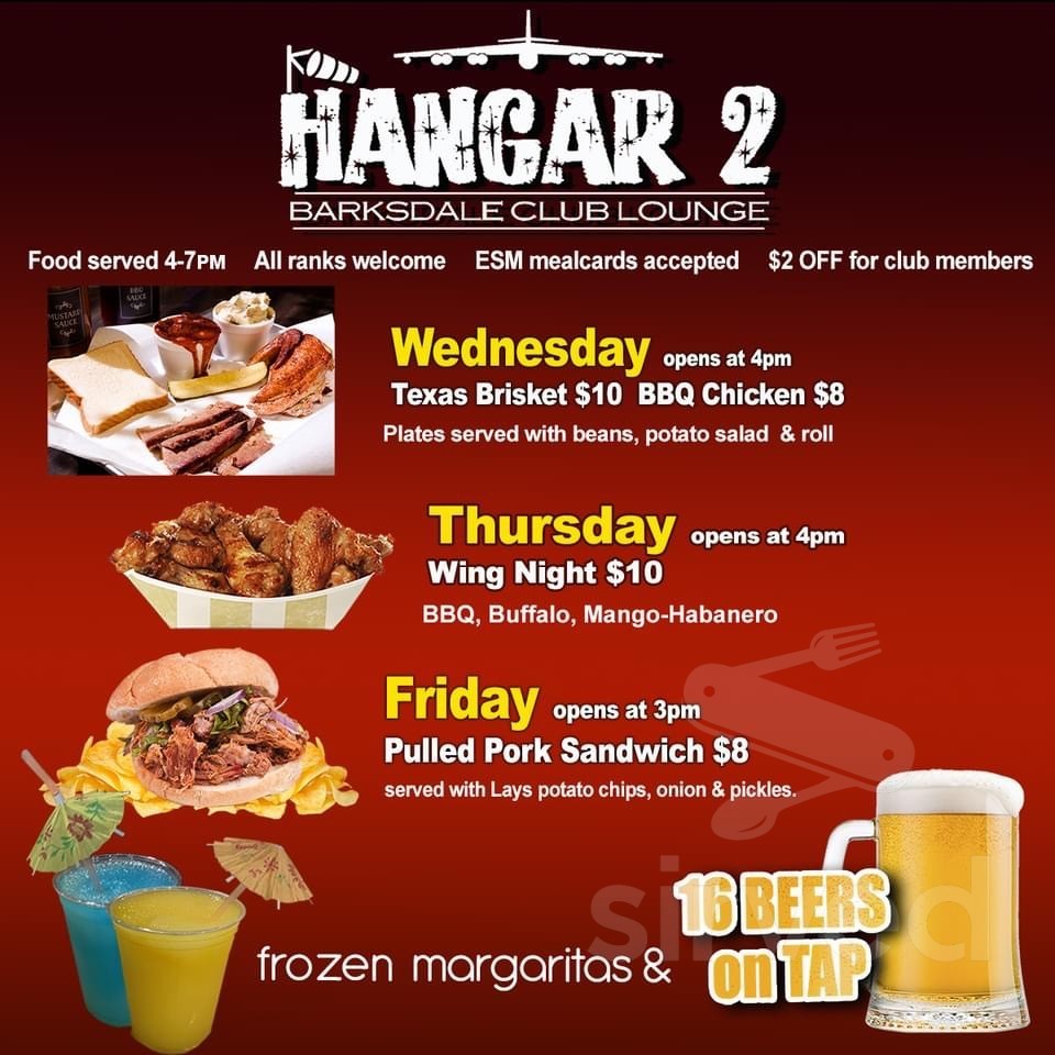 Menu for Hangar 2 in Barksdale AFB, LA | Sirved