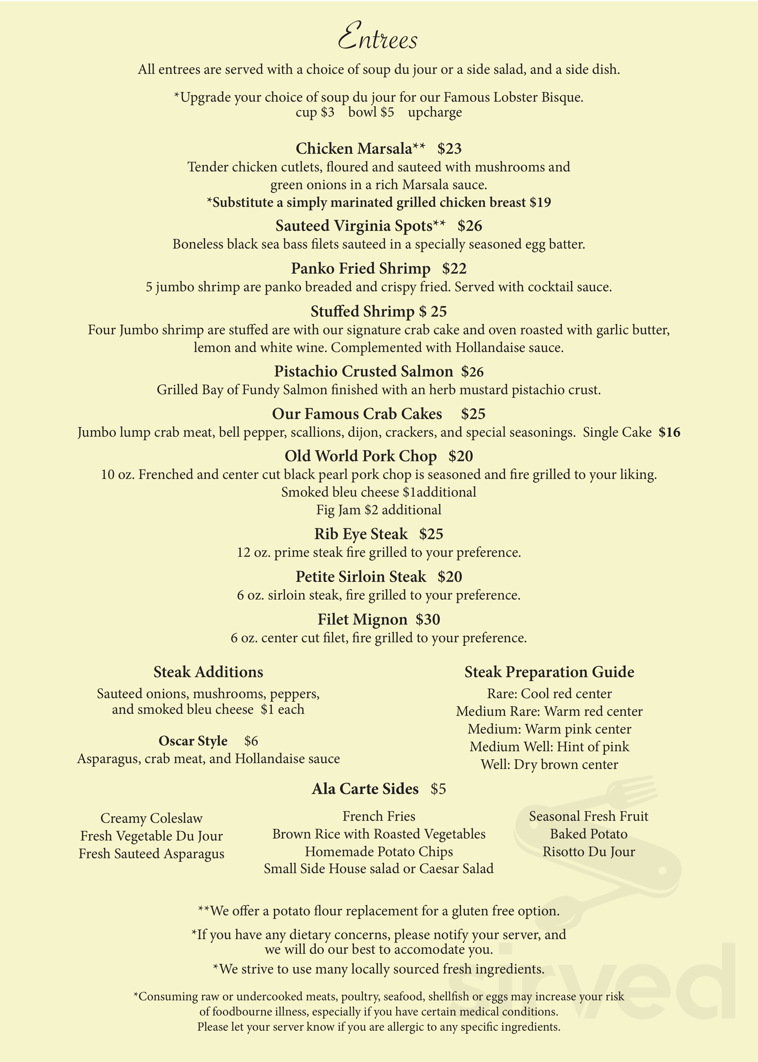 Hotel Saxonburg menus in Saxonburg, Pennsylvania, United States