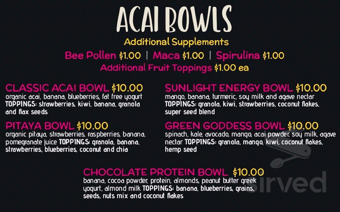 Menu for Pure Natural Juice in Santa Maria, CA | Sirved