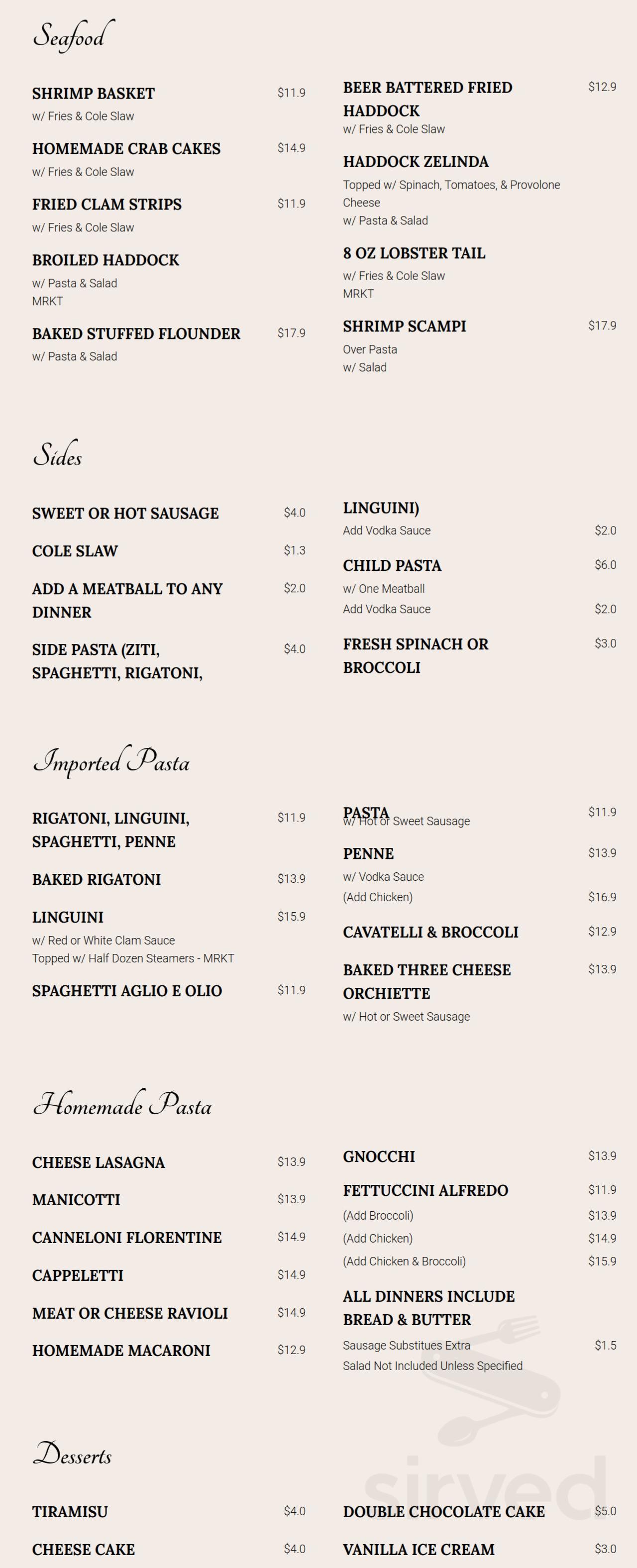Colarusso's 2.0 menus in Duryea, Pennsylvania, United States