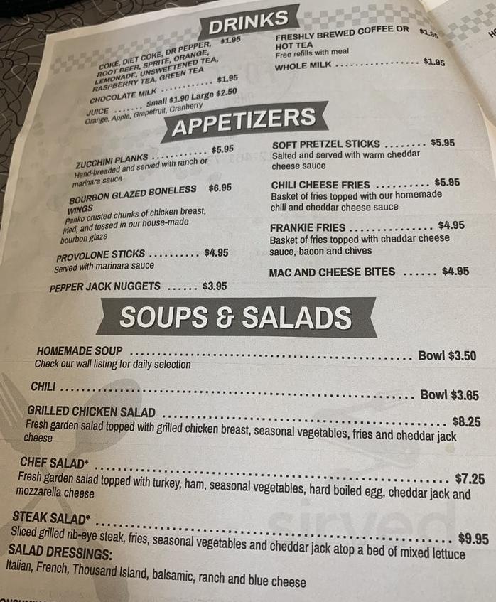 Fox's Diner menus in Munhall, Pennsylvania, United States