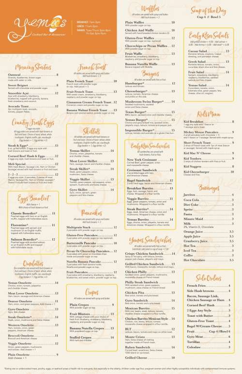 Yemas Family Restaurant menu in Elm Grove, Wisconsin, USA